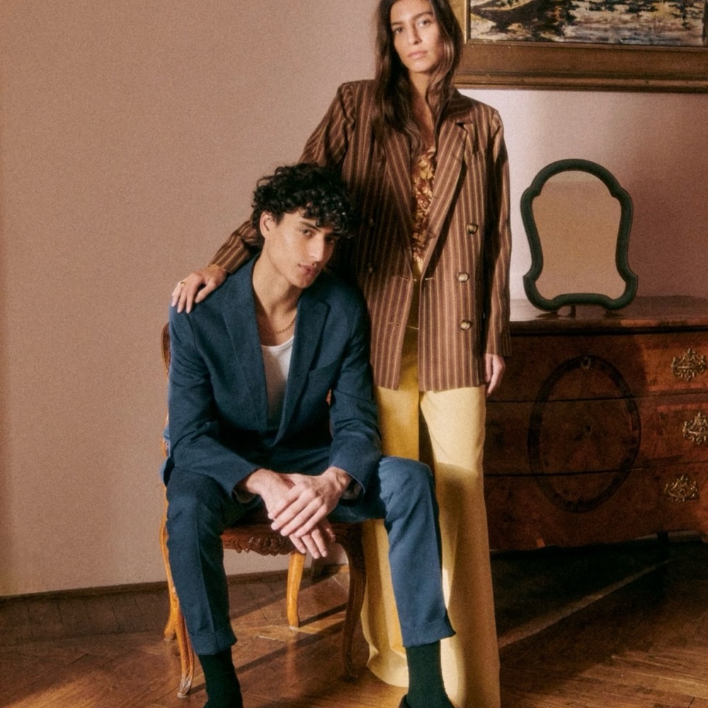 Sezane Michelle Jacket .. Chestnut Stripe .. Size 42 - Gem